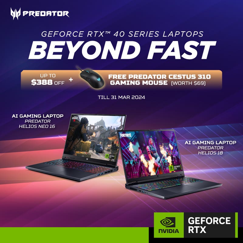 NVIDIA® GeForce RTX™ 40 Series Laptop - Laptops | Acer Singapore ...