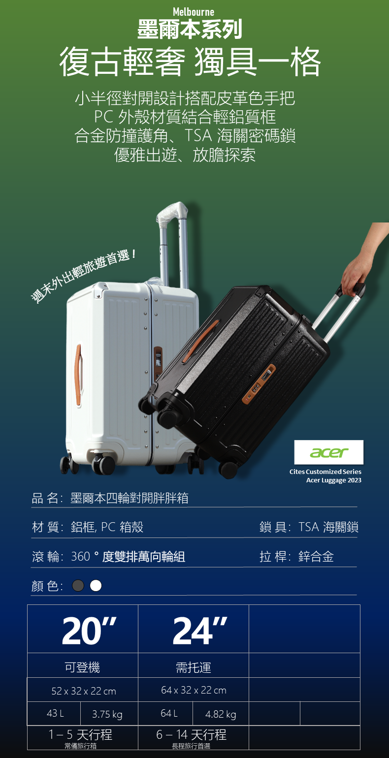 【歡迎預訂】Trunk sport 4 wheel frame luggage (Black, 20"") | Acer Malaysia ...